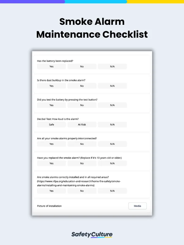 Free Smoke Alarm Maintenance Checklist | PDF | SafetyCulture