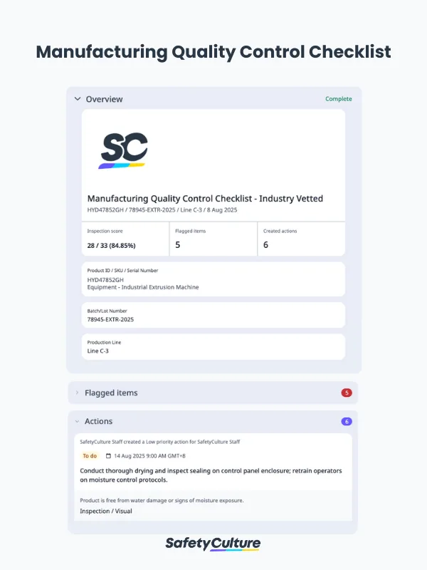 Free Quality Control Inspection Checklist | PDF | SafetyCulture
