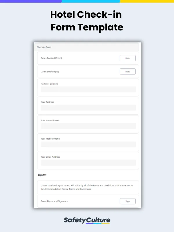 Free Hotel Check in Form | PDF | SafetyCulture