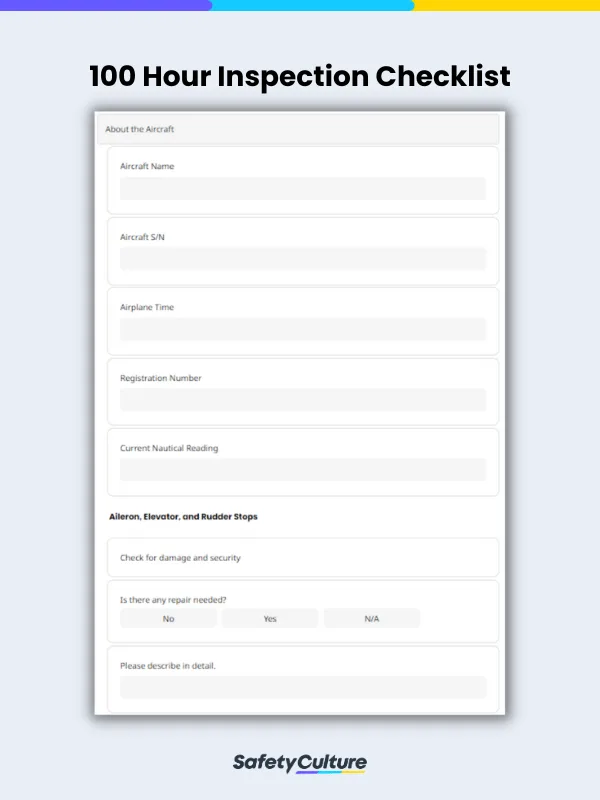 Free 100 Hour Inspection Checklist | PDF | SafetyCulture