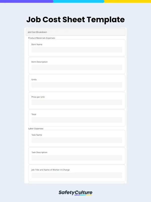 Free Job Cost Sheet Template | PDF | SafetyCulture