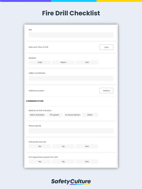 Free Fire Drill Checklist & Template | PDF | SafetyCulture
