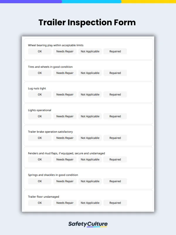 Free Trailer Inspection Checklist Forms | PDF | SafetyCulture