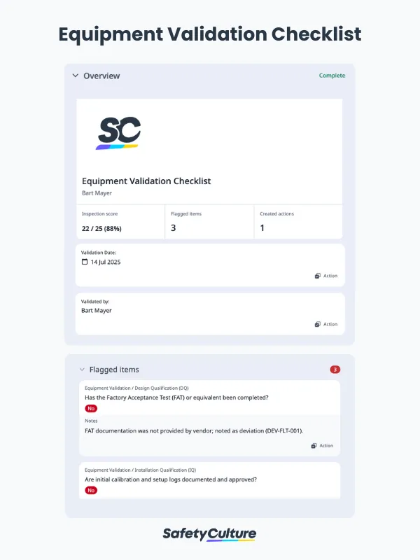 Free Equipment Validation Checklist | PDF | SafetyCulture