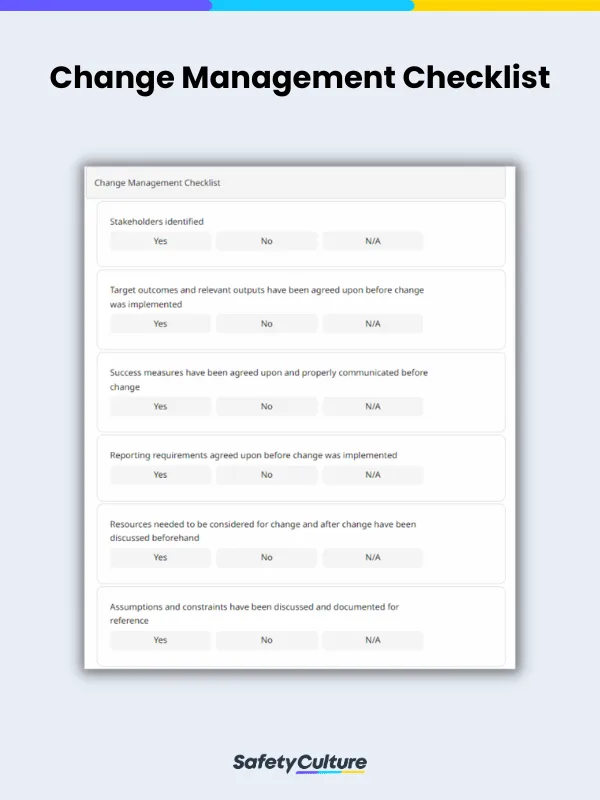 Free Change Management Checklist | PDF | SafetyCulture
