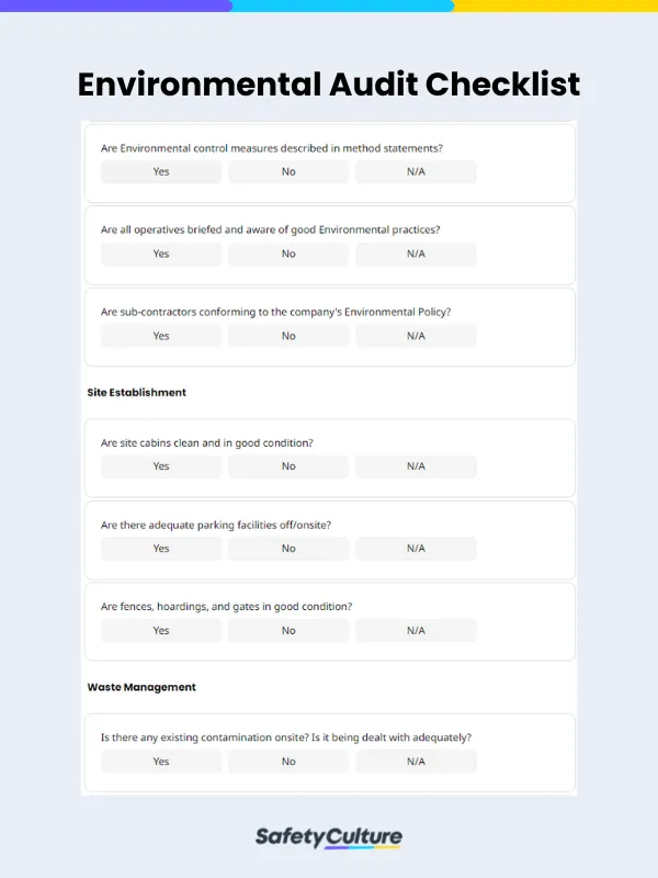 Free Environmental Audit Checklist | PDF | SafetyCulture
