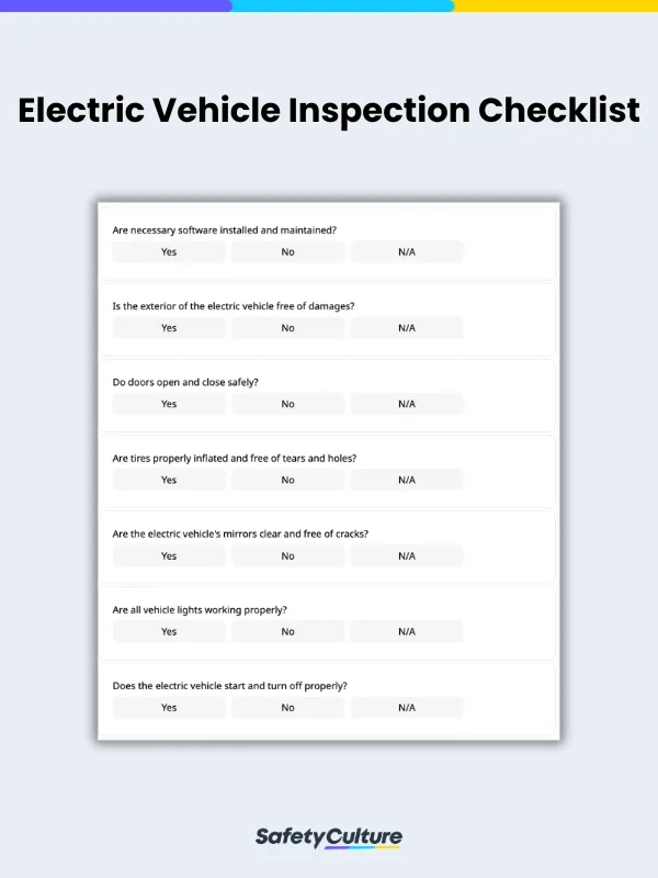 Free Electric Vehicle Inspection Checklist | PDF | SafetyCulture