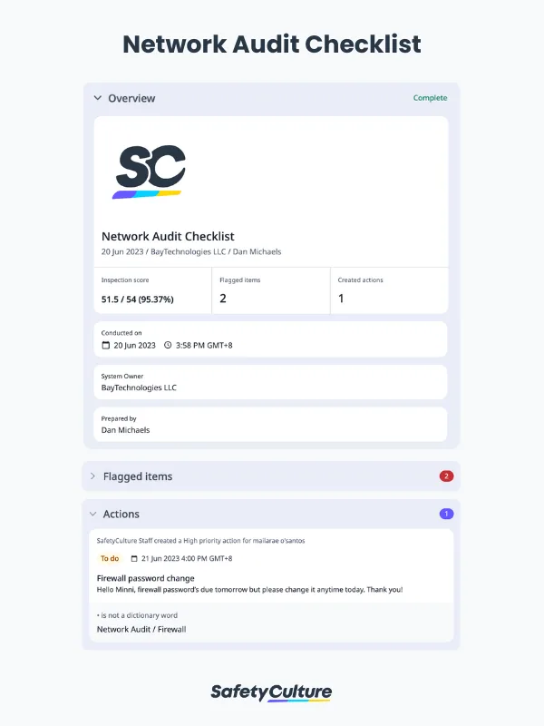 Free Network Audit Checklist | PDF | SafetyCulture