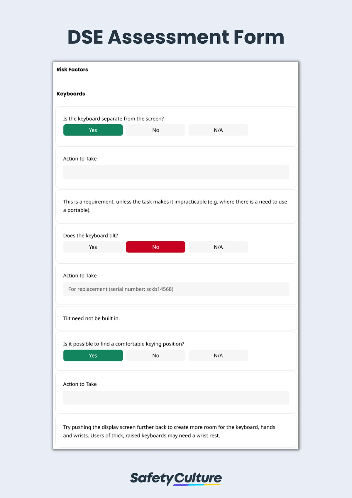 Free DSE Assessment Form | PDF | SafetyCulture