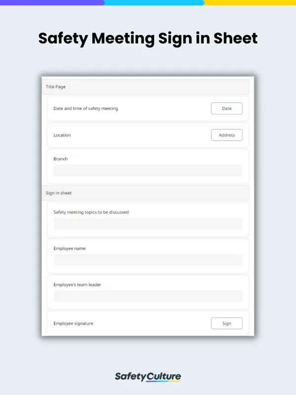 Safety Meeting Sign in Sheet & Attendance Form | SafetyCulture