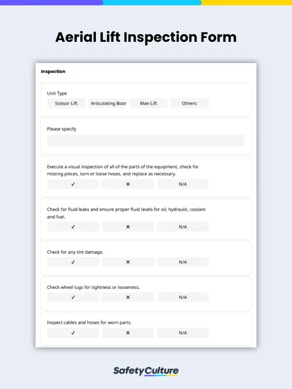 Free Aerial Lift Inspection Forms | PDF | SafetyCulture