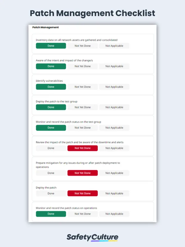 Free Patch Management Checklist | PDF | SafetyCulture