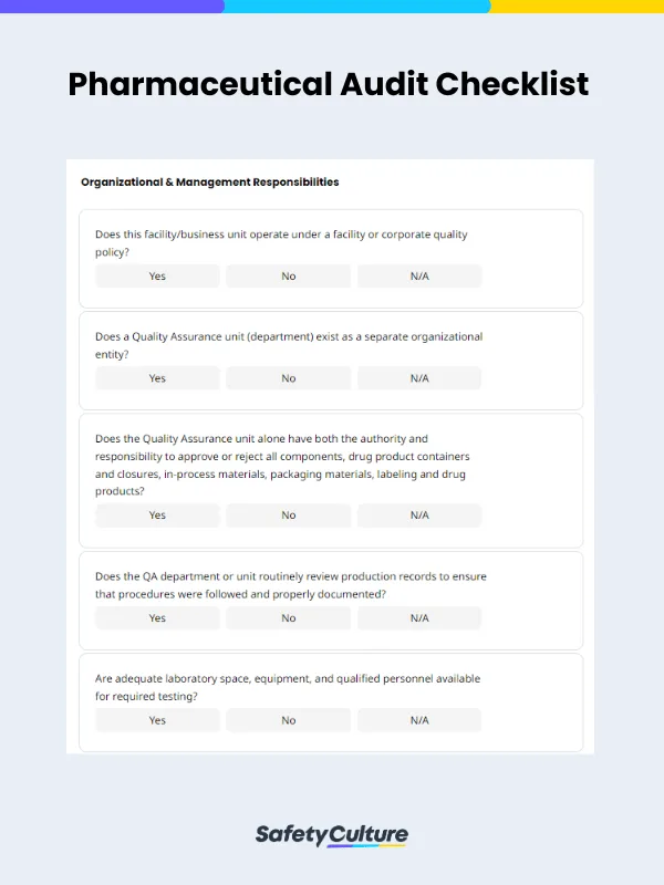 Free Pharmaceutical Audit Checklists | PDF | SafetyCulture