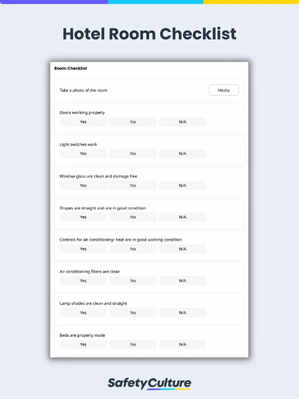 Free Hotel Room Checklist | PDF | SafetyCulture