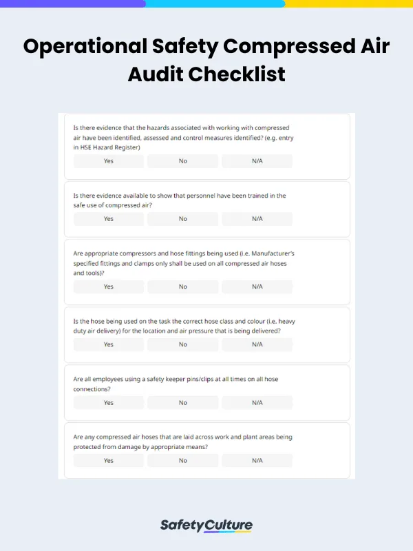 Free Compressed Air Audit Checklist Pdf Safetyculture