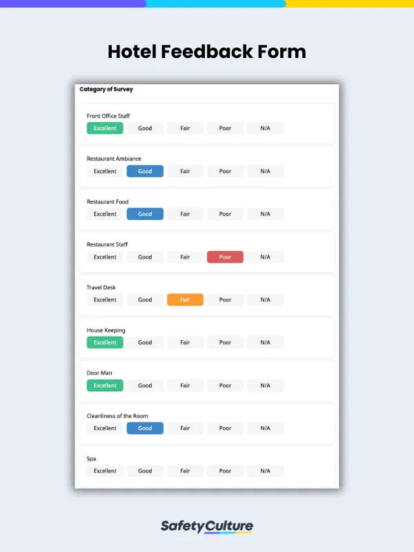 Free Hotel Feedback Form | PDF | SafetyCulture
