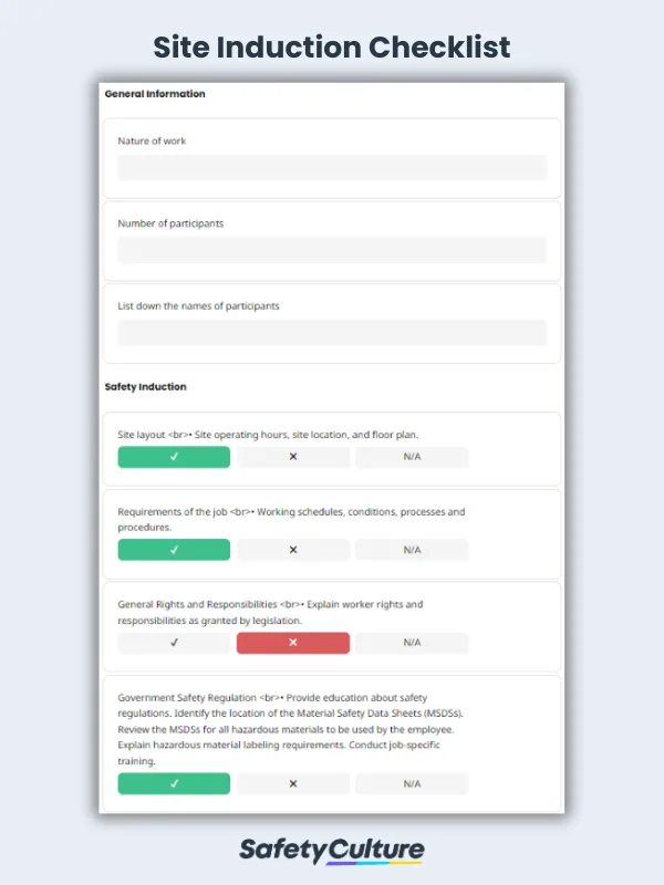 Free Site Induction Checklist | PDF | SafetyCulture