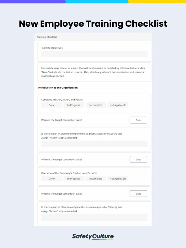 Free New Employee Training Checklist | PDF | SafetyCulture