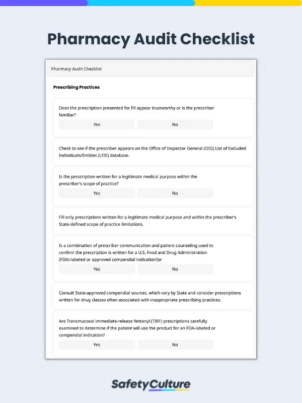Free Pharmacy Audit Checklist | PDF | SafetyCulture