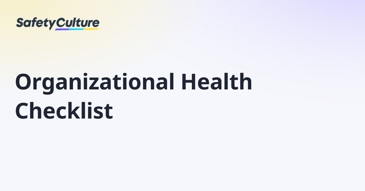 Organizational Health Checklist | Free Template