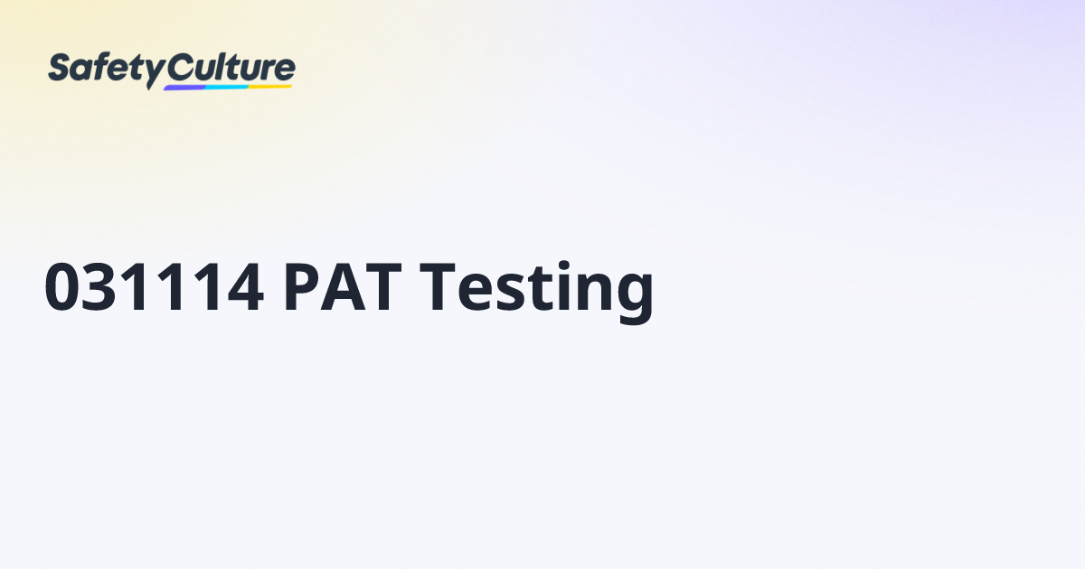 031114 PAT Testing | Free Template