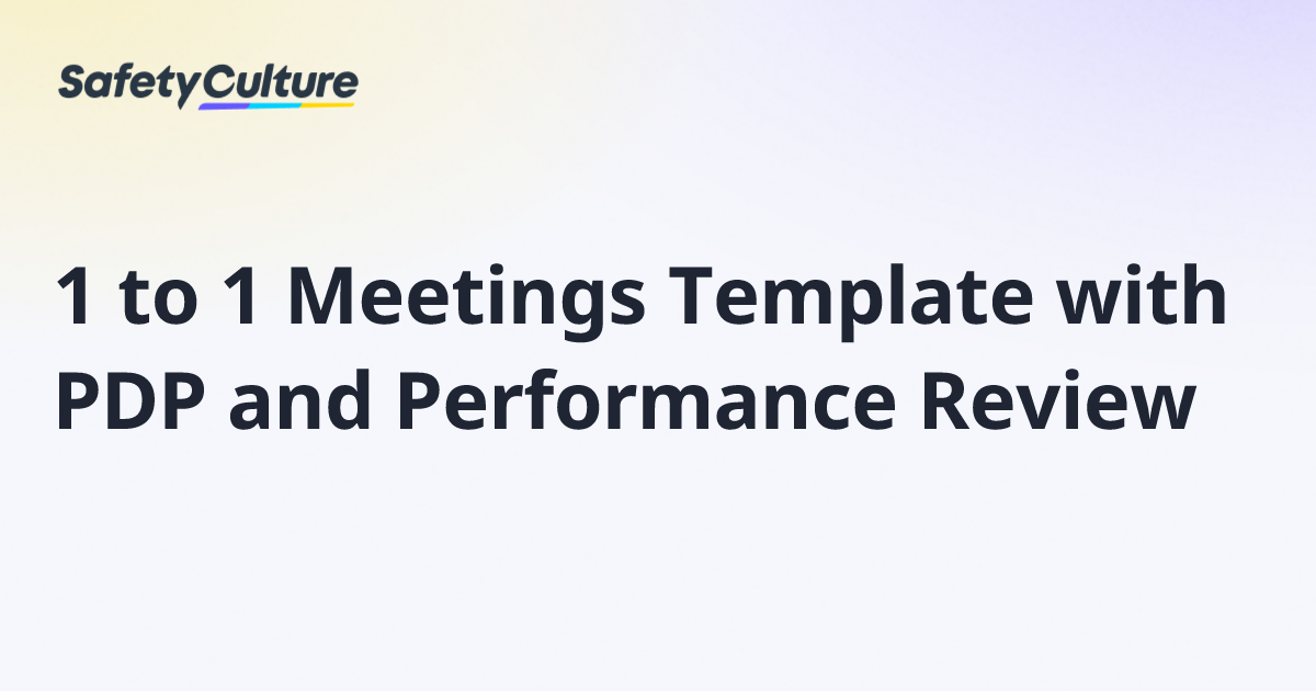 1 to 1 Meetings Template with PDP and Performance Review | Free Template
