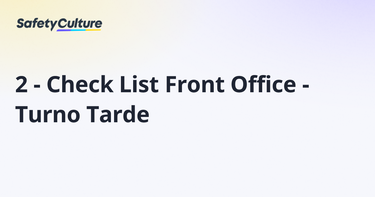 2 - Check List Front Office - Turno Tarde | Free Template