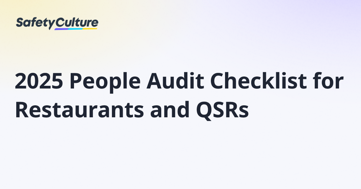 2025 People Audit Checklist for Restaurants and QSRs | Free Template