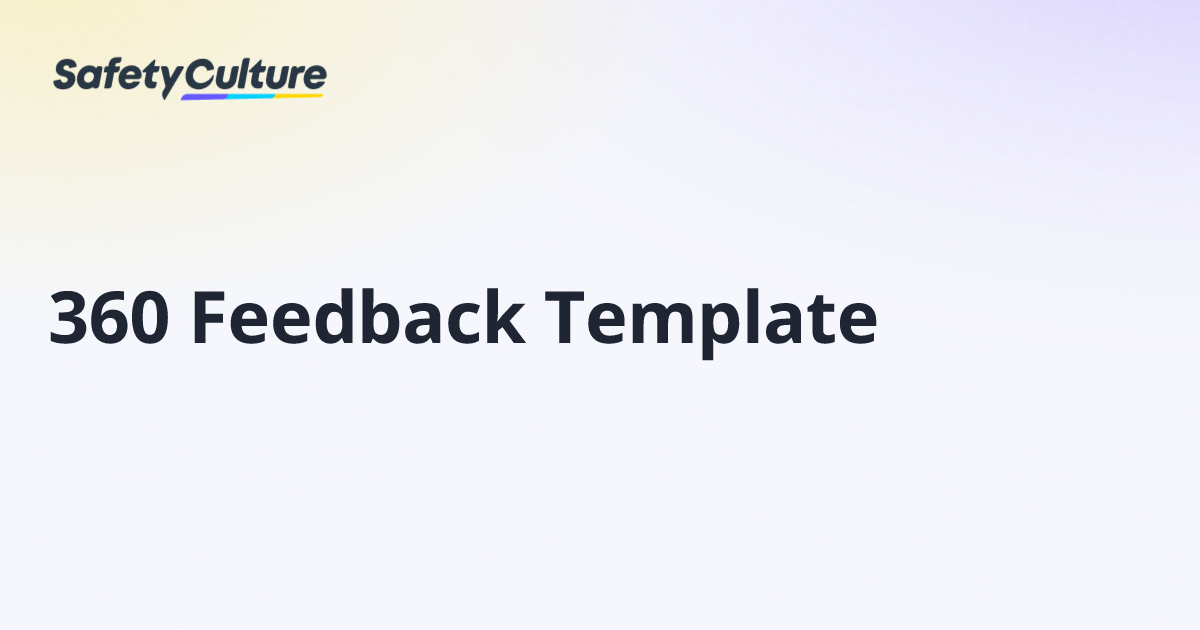 360 Feedback Template | Free Template