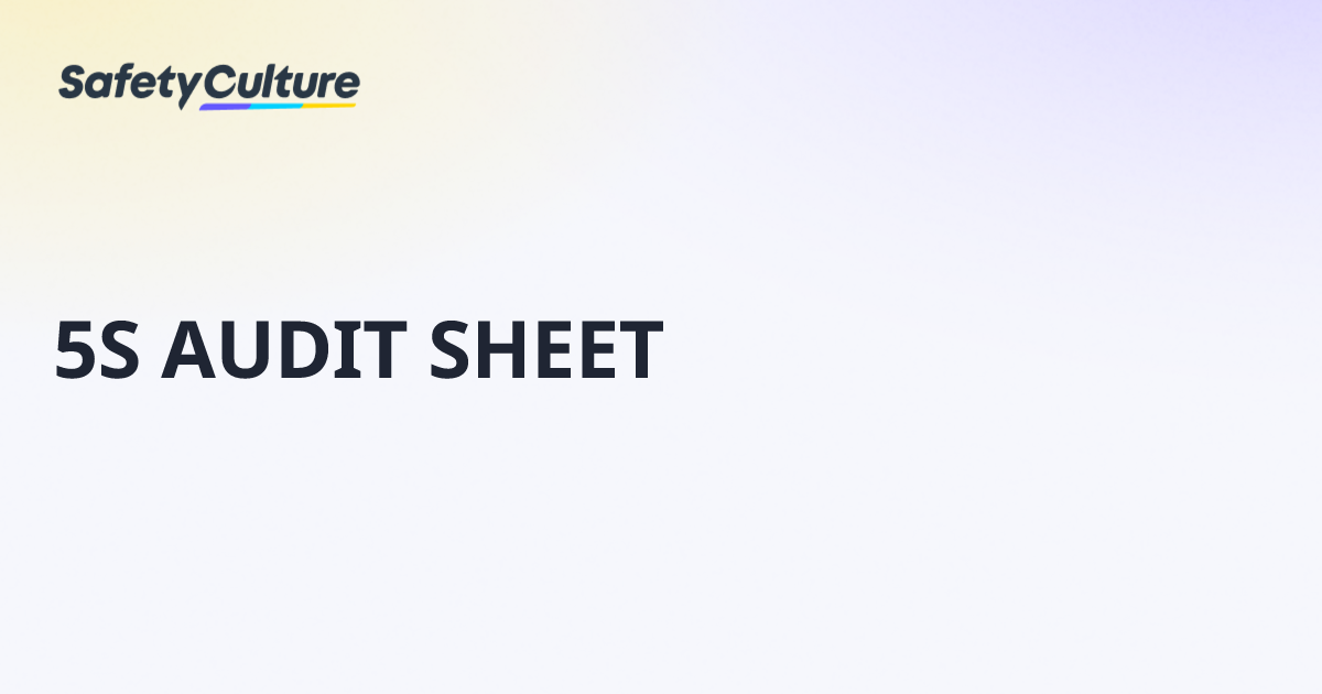 5S AUDIT SHEET | Free Template