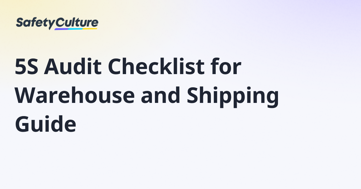 5S Audit Checklist for Warehouse and Shipping Guide | Free Template