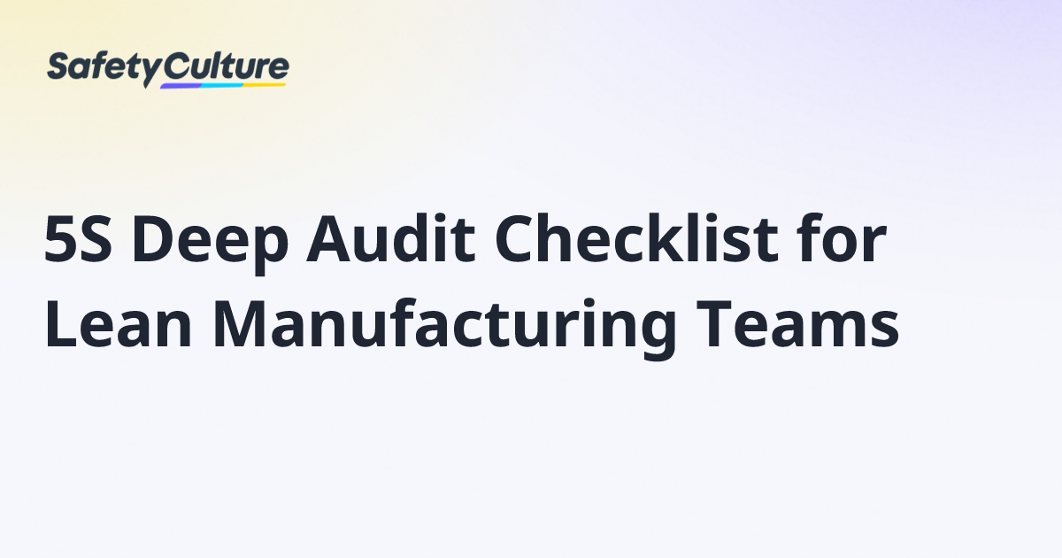5S Deep Audit Checklist for Lean Manufacturing Teams | Free Template