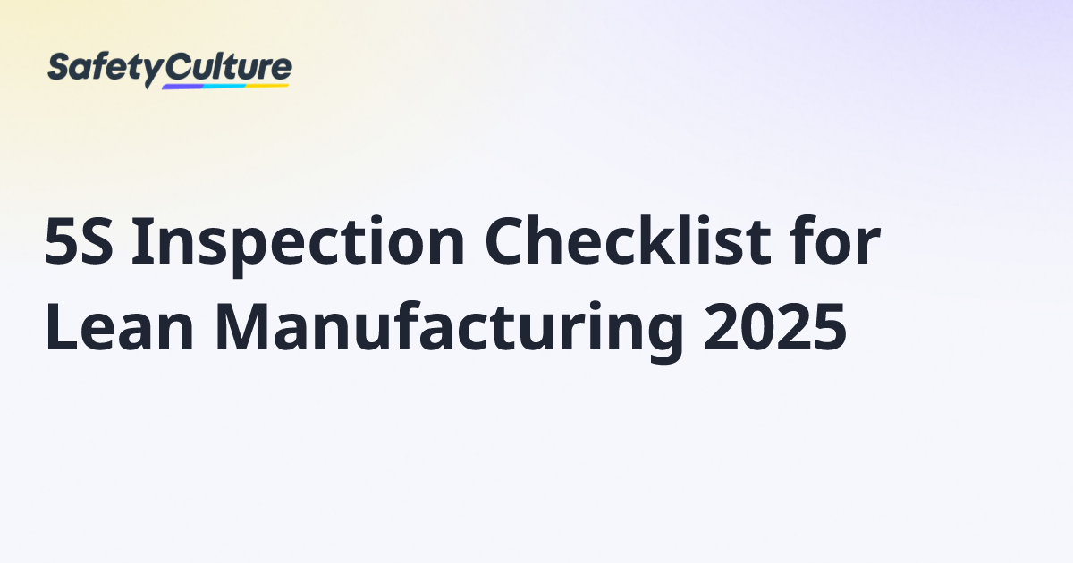 5S Inspection Checklist for Lean Manufacturing 2025 | Free Template