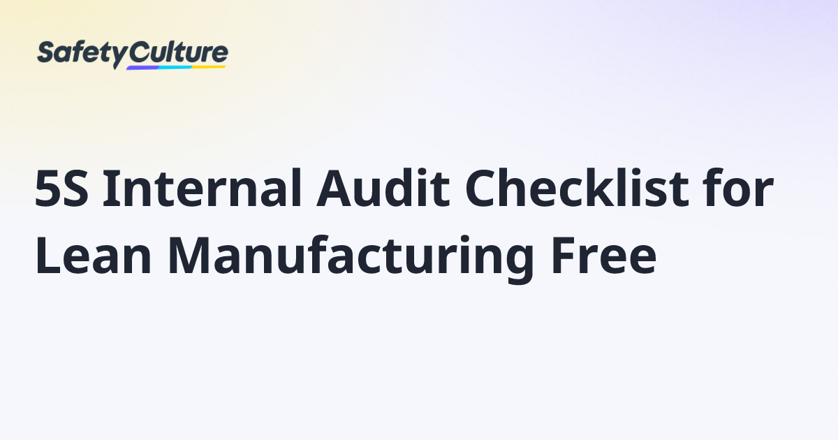 5S Internal Audit Checklist for Lean Manufacturing Free | Free Template