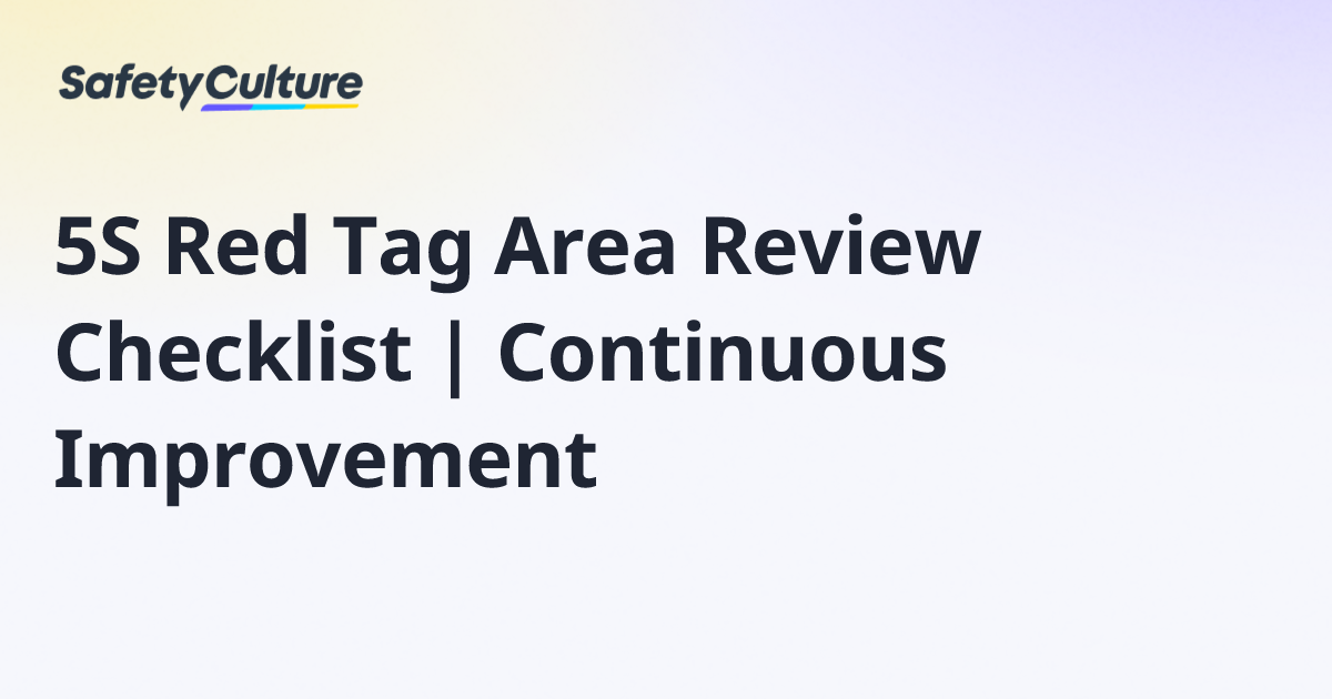 5S Red Tag Area Review Checklist | Continuous Improvement | Free Template