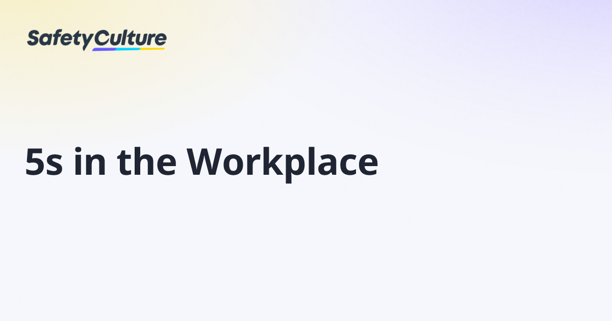 5s in the Workplace | Free Template