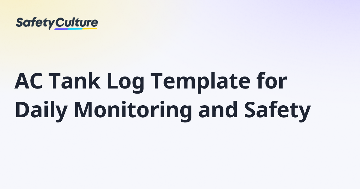 AC Tank Log Template for Daily Monitoring and Safety | Free Template