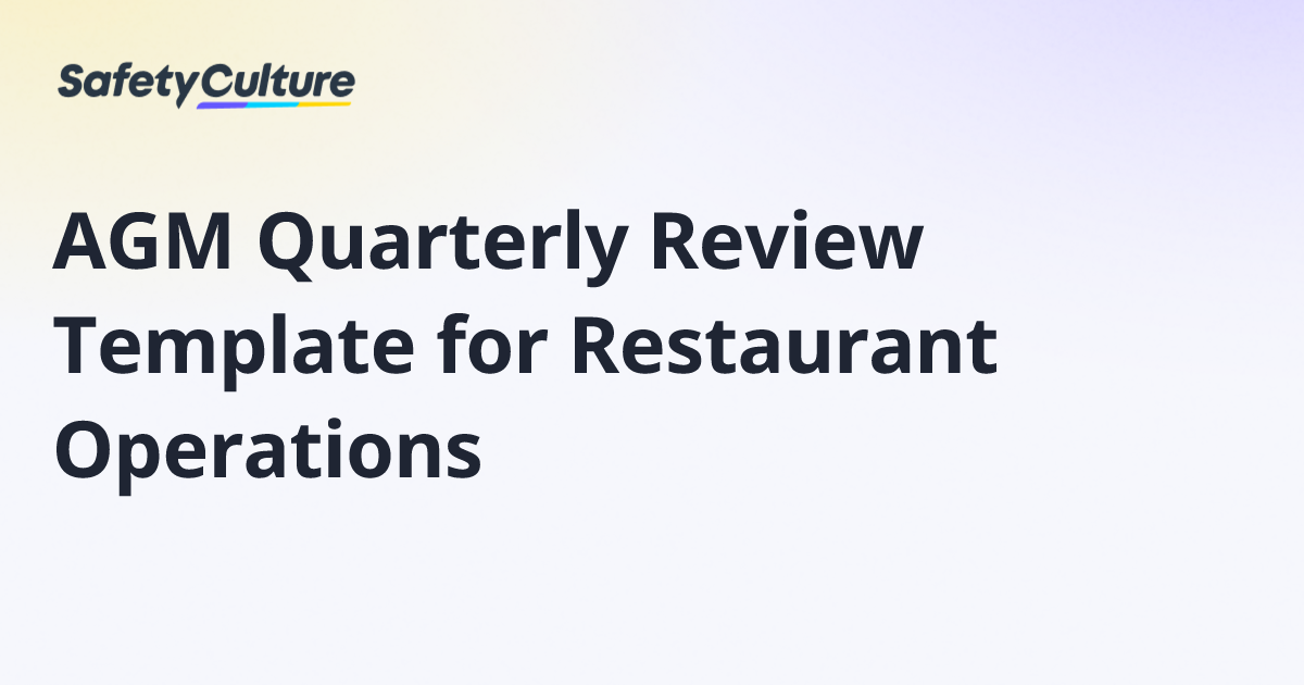 AGM Quarterly Review Template for Restaurant Operations | Free Template
