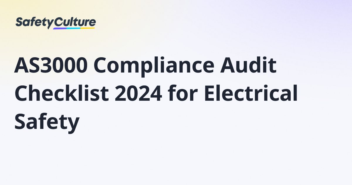AS3000 Compliance Audit Checklist 2024 for Electrical Safety | Free ...