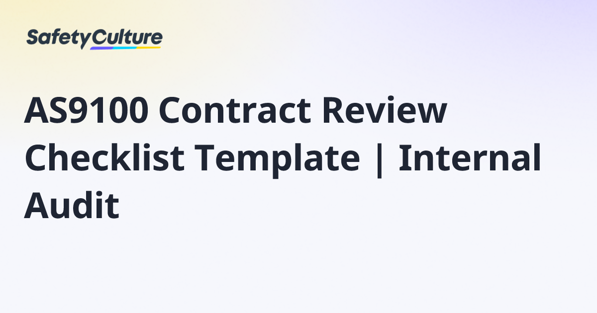 AS9100 Contract Review Checklist Template | Internal Audit | Free Template