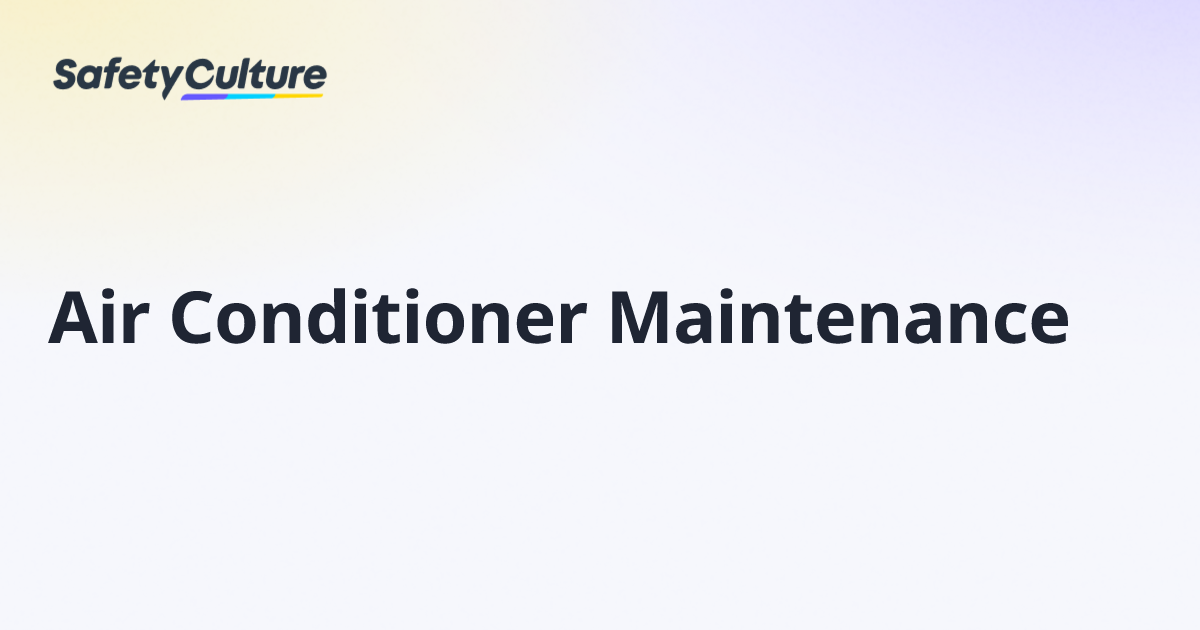 Air Conditioner Maintenance | Free Template