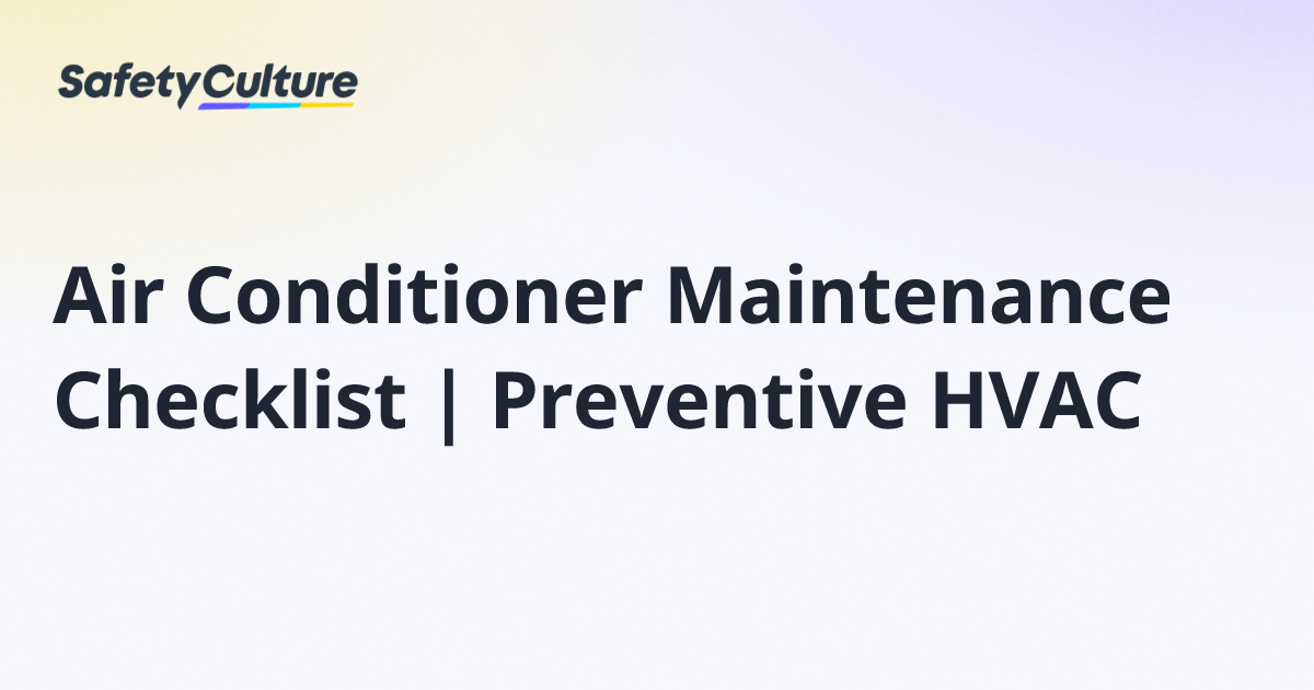 Air Conditioner Maintenance Checklist | Preventive HVAC | Free Template