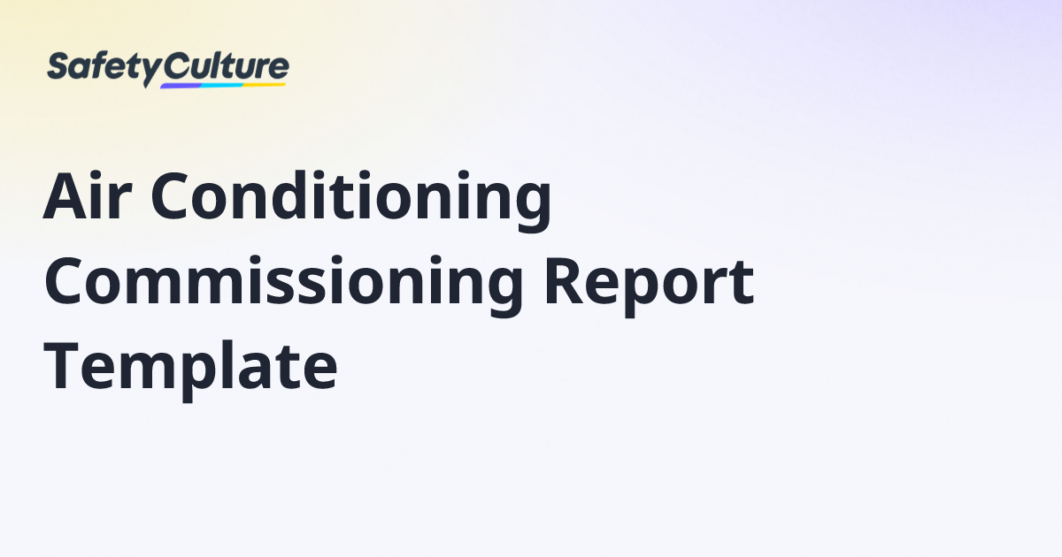 Air Conditioning Commissioning Report Template | Free Template