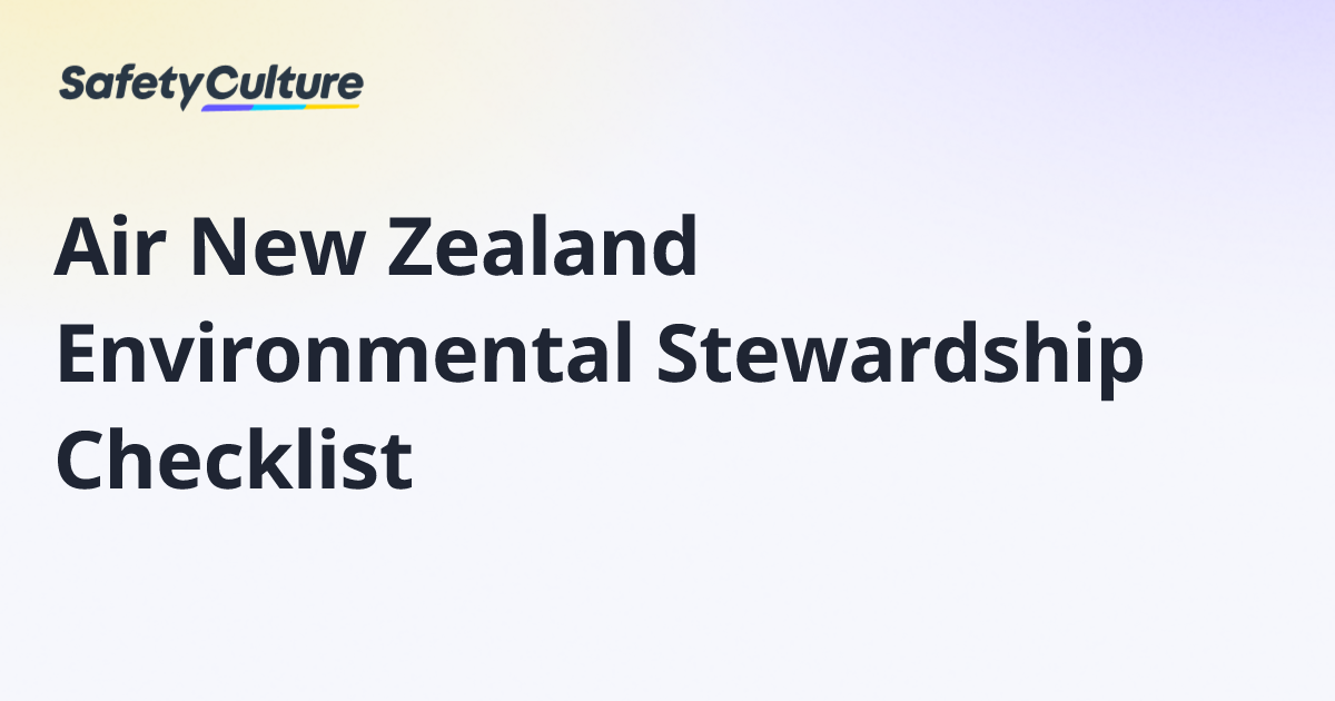 Air New Zealand Environmental Stewardship Checklist | Free Template
