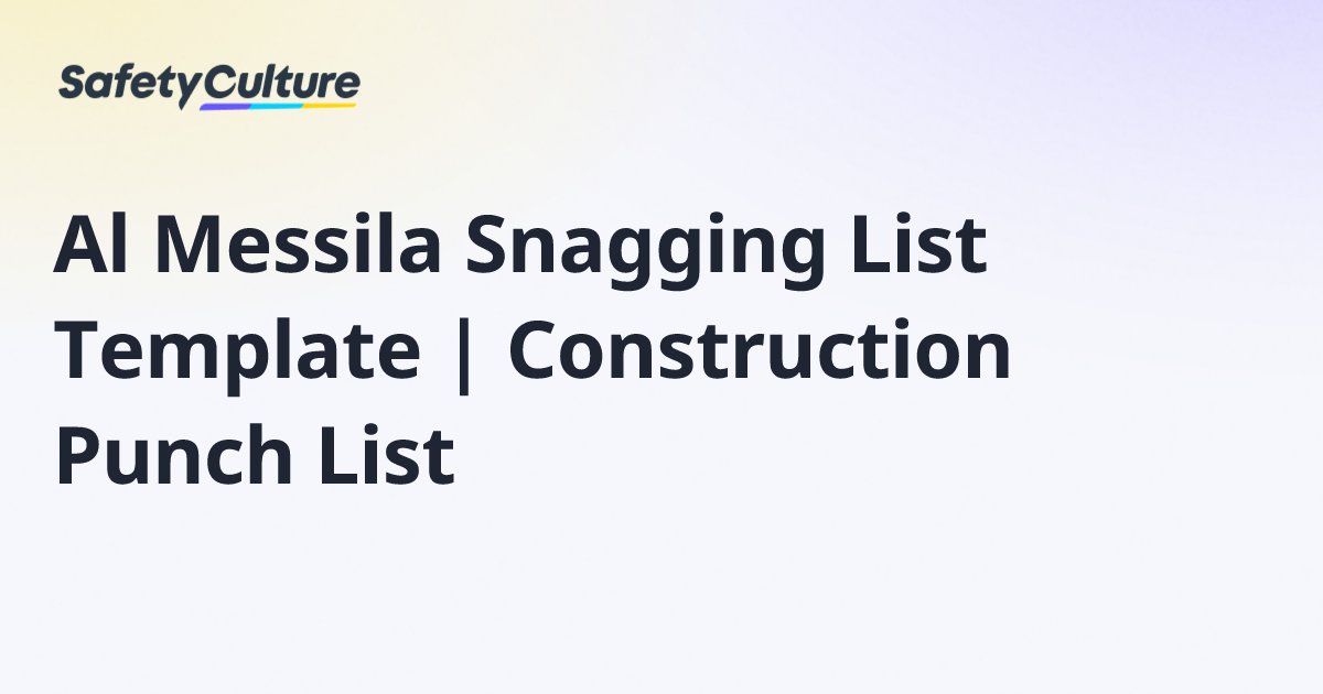 Al Messila Snagging List Template | Construction Punch List | Free Template