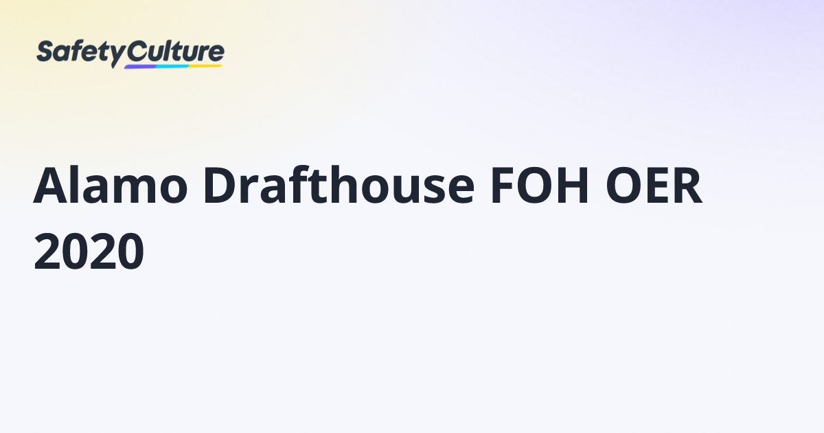 Alamo Drafthouse FOH OER 2020 | Free Template
