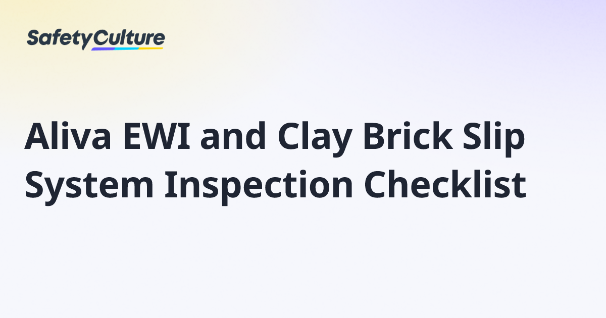 Aliva EWI and Clay Brick Slip System Inspection Checklist | Free Template