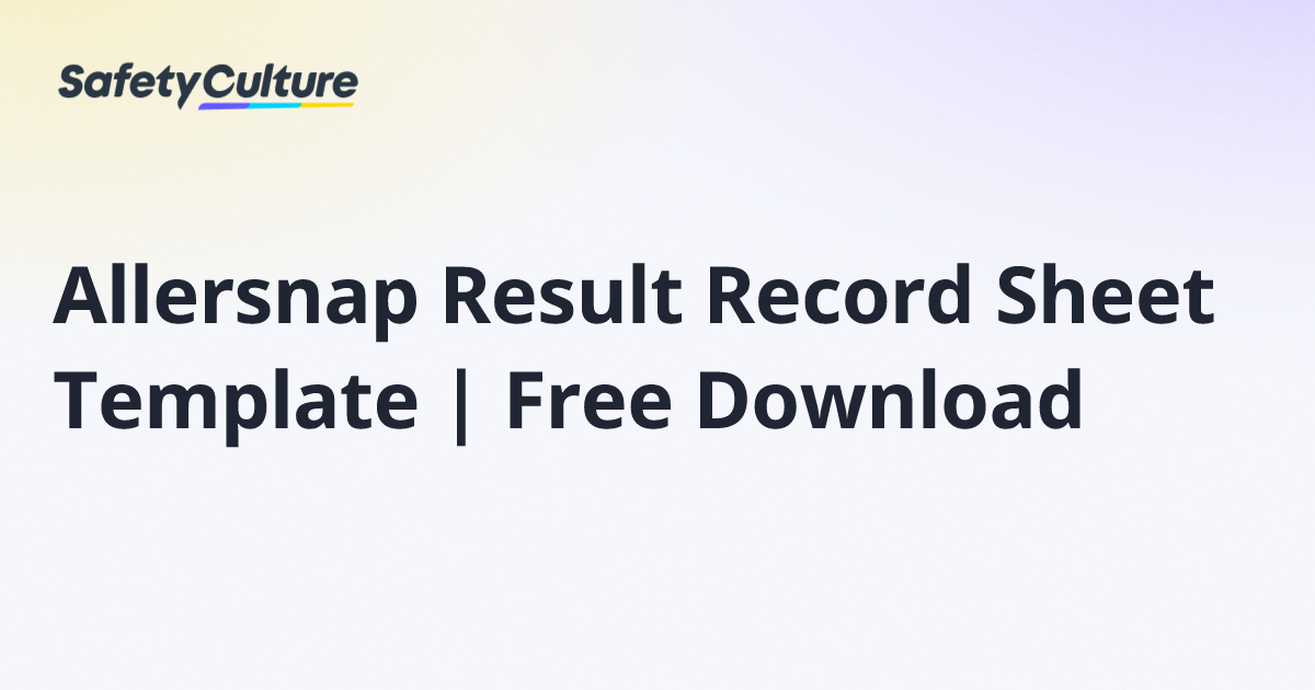 Allersnap Result Record Sheet Template | Free Download | Free Template