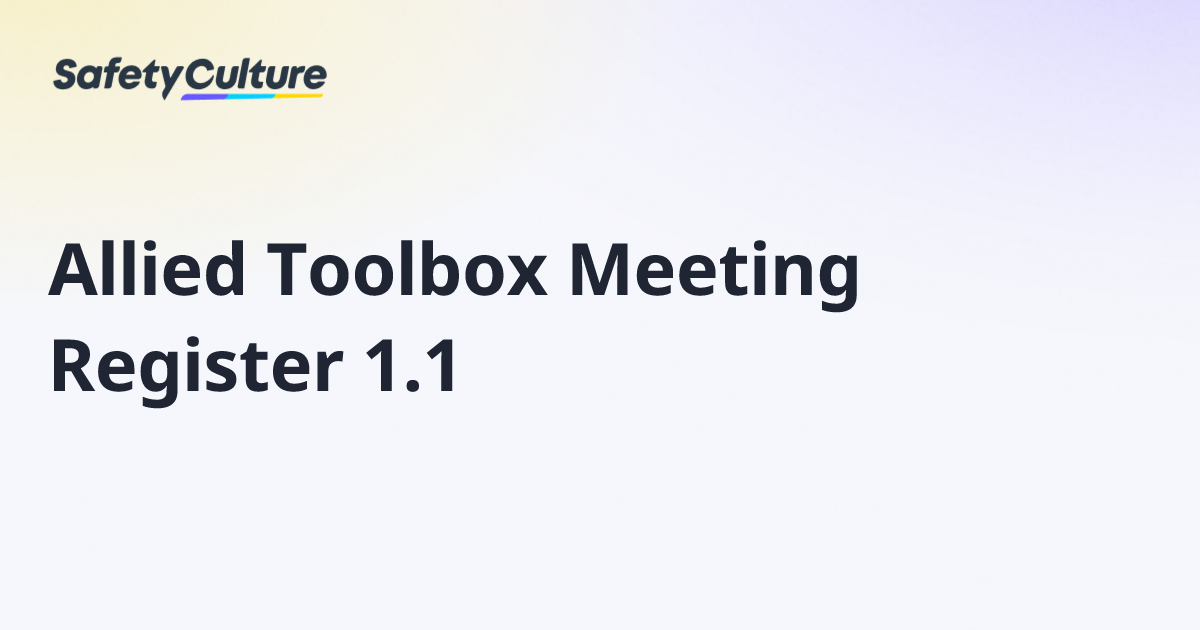 Allied Toolbox Meeting Register 1.1 | Free Template