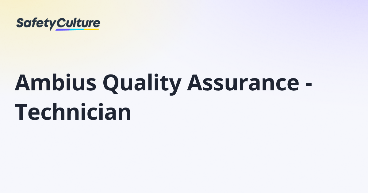 Ambius Quality Assurance - Technician | Free Template